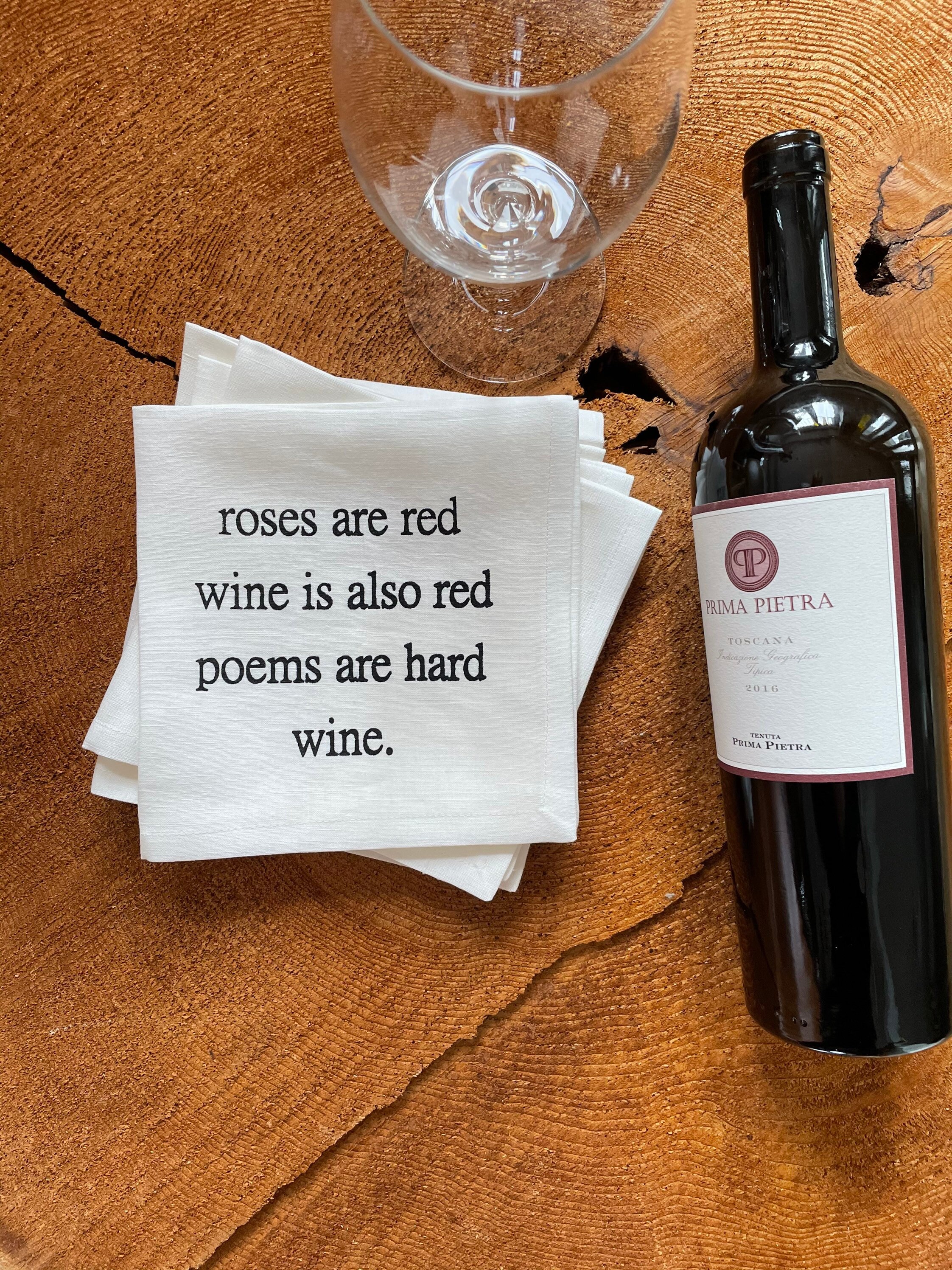 A Poem About Wine 100% Linen Cocktail Napkins Screen - Etsy