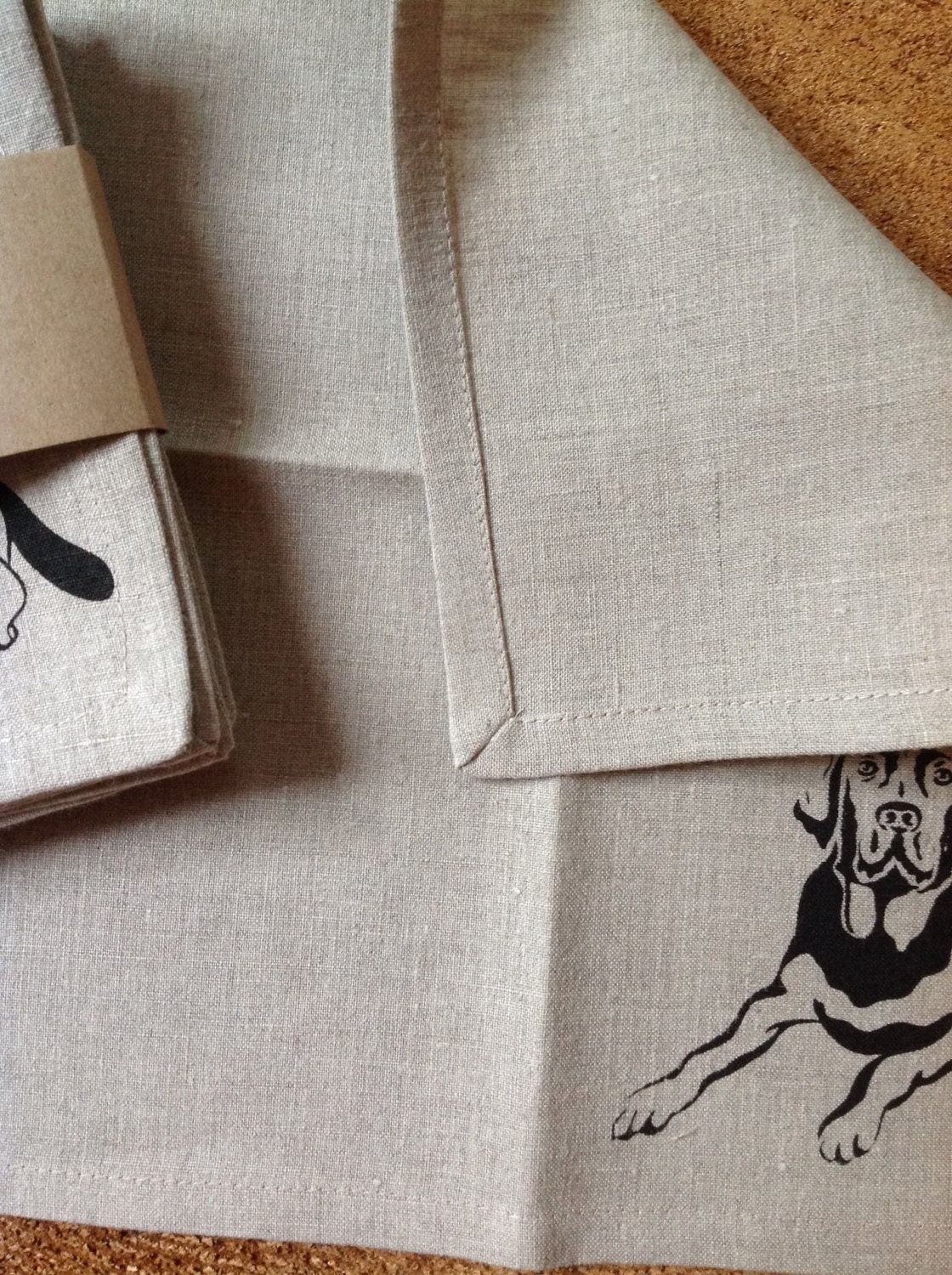 Labrador Retriever 100% Linen Screen Printed Cocktail Napkins, Set of ...