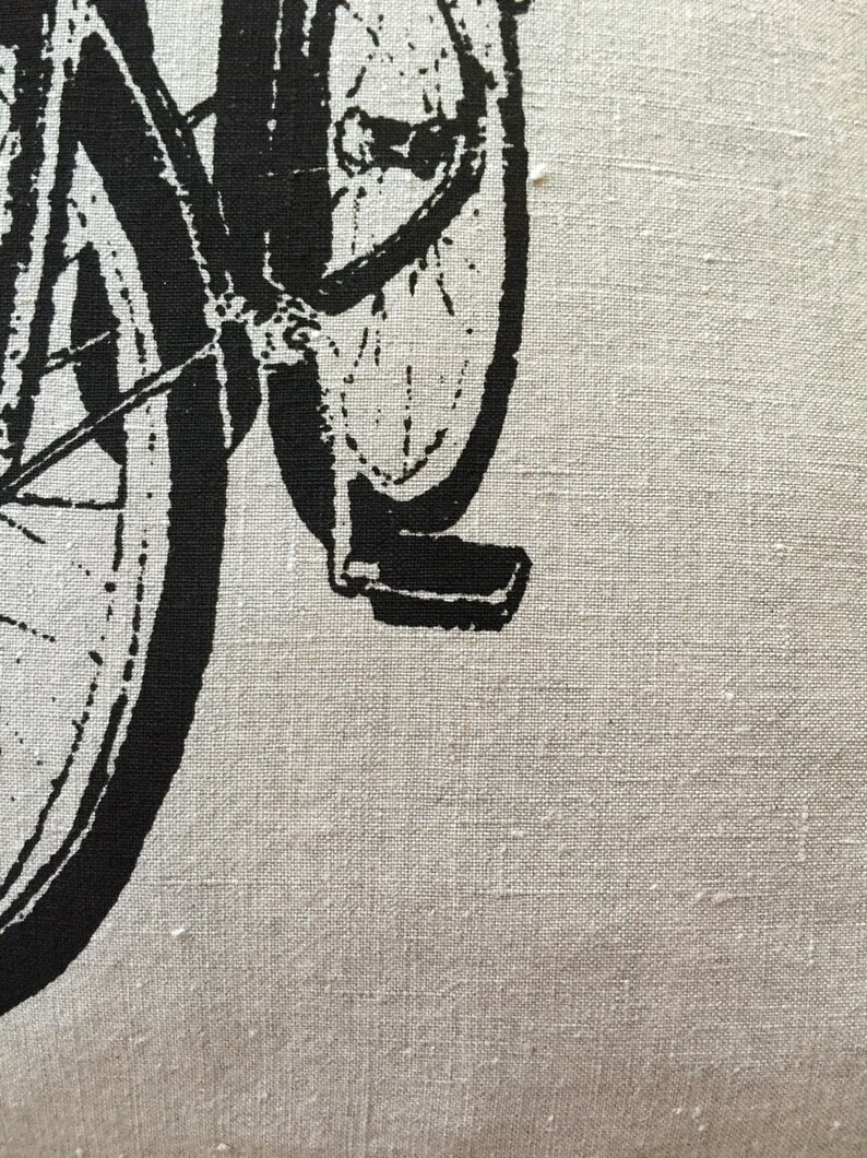 Vintage Black Bicycle Screen Printed onto 100% Natural Linen | Etsy