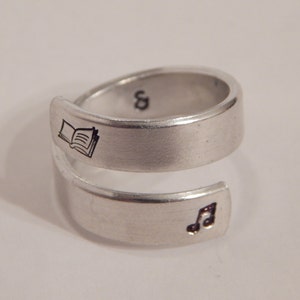 Book & Music Wrap Ring Symbol Ring - Etsy