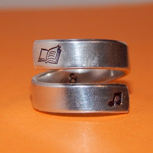 Book & Music Wrap Ring Symbol Ring - Etsy