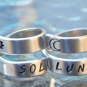 Sol Luna sun Moon Set of Two Rings - Etsy