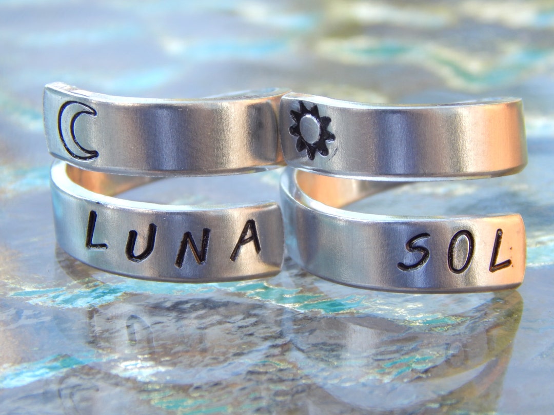 Sol Luna sun Moon Set of Two Rings - Etsy
