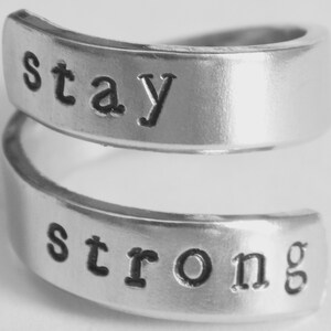 Stay Strong Inspirational Aluminum Spiral Ring Hand Stamped - Etsy Canada