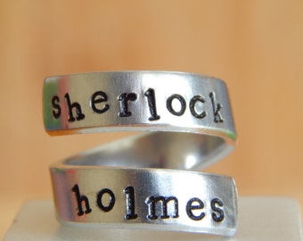 Sherlock Holmes Inspired Custom Aluminum Adjustable Metal Stamped Ring ...