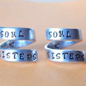 Soul Sisters Aluminum Rings Set Gift Under 20 Hand Stamped - Etsy