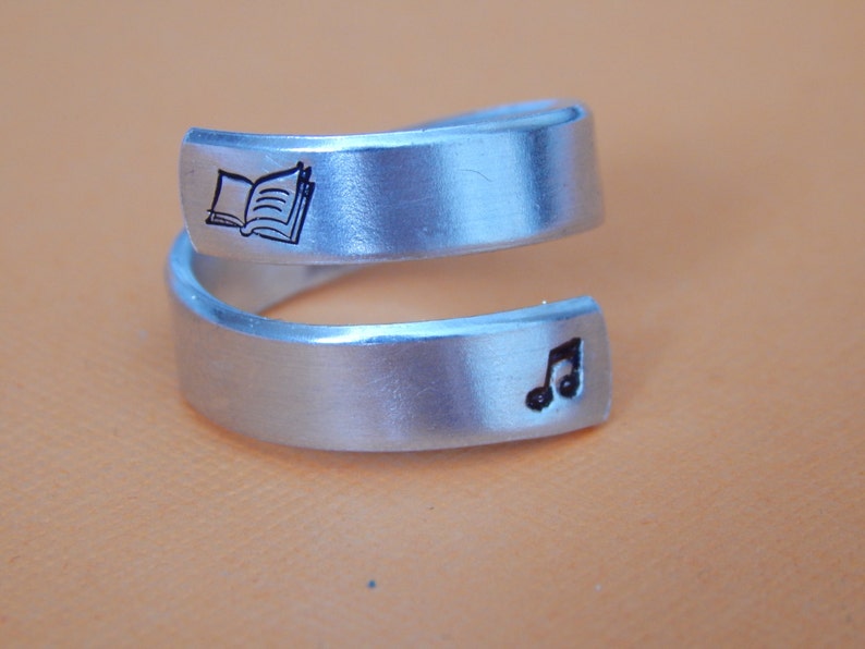 Book & Music Wrap Ring Symbol Ring - Etsy