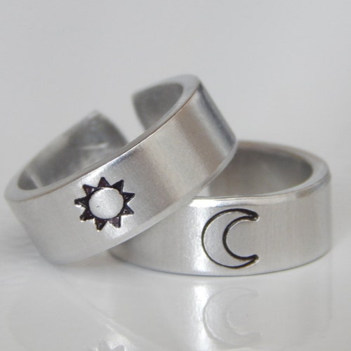 Sol Luna sun Moon Set of Two Rings - Etsy