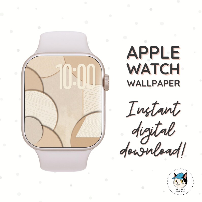 Beige Geometric Apple Watch Wallpaper, Elegant Neutral Design (digital ...