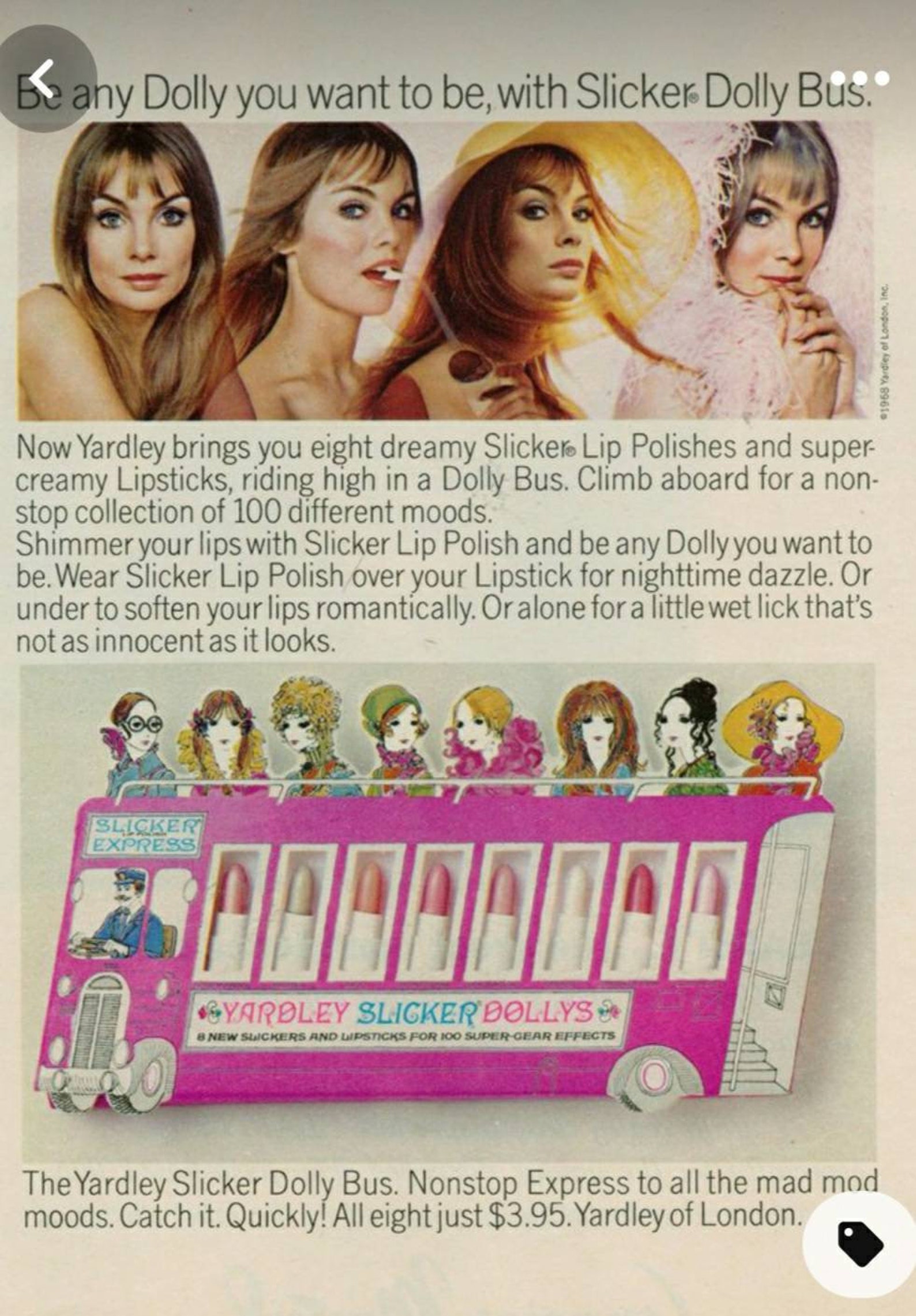 Vintage Yardley Lipstick Mod Slicker Dollys Replacements Six New Old ...