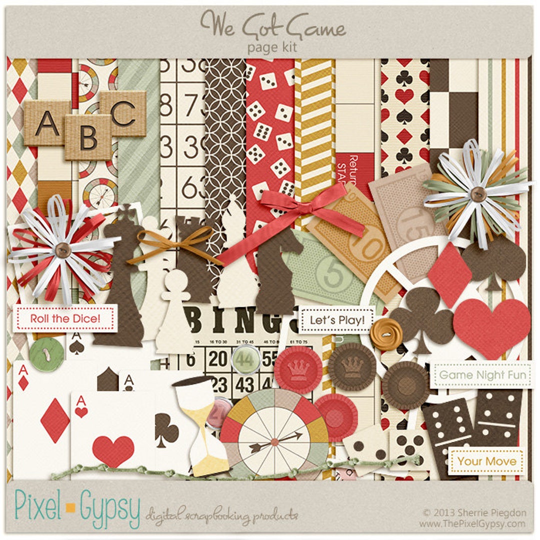 We Got Game Digital Kit - Digital Scrapbooking Page Kit for Game Night ...