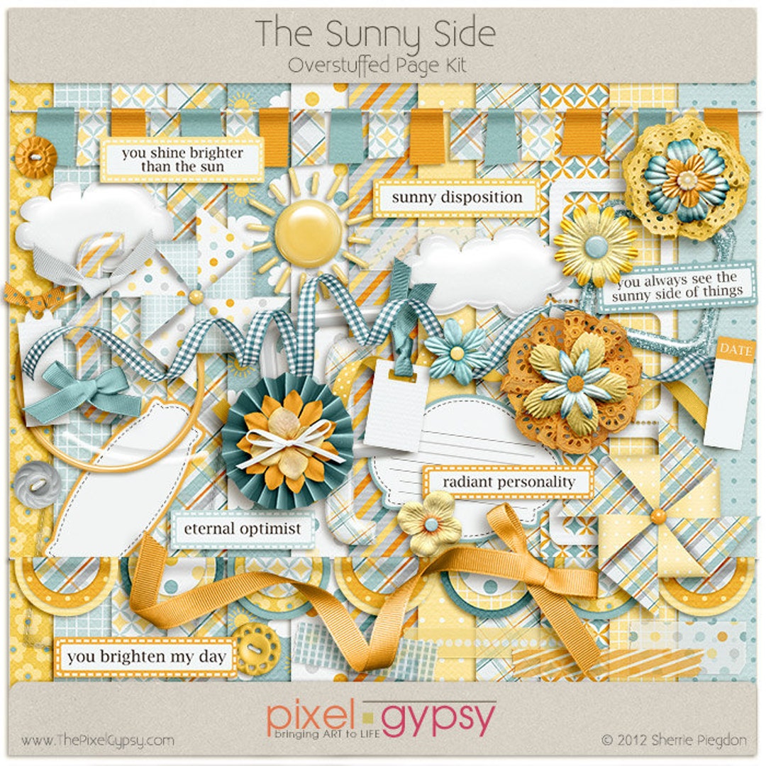 The Sunny Side Digital Kit - Digital Scrapbooking Page Kit INSTANT ...
