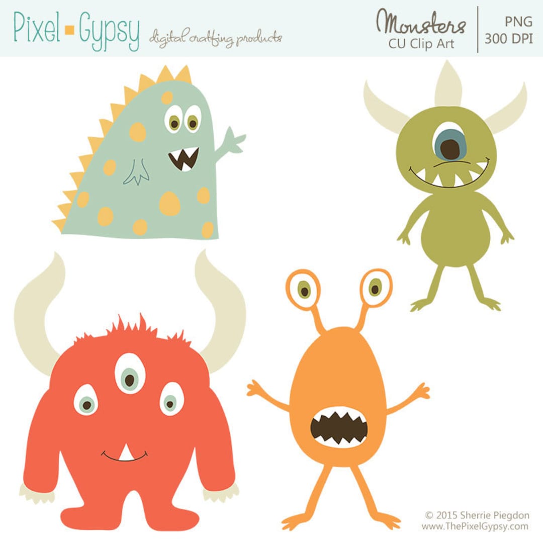 Monsters Clipart Clip Art Commercial & Personal Use, CU - INSTANT ...