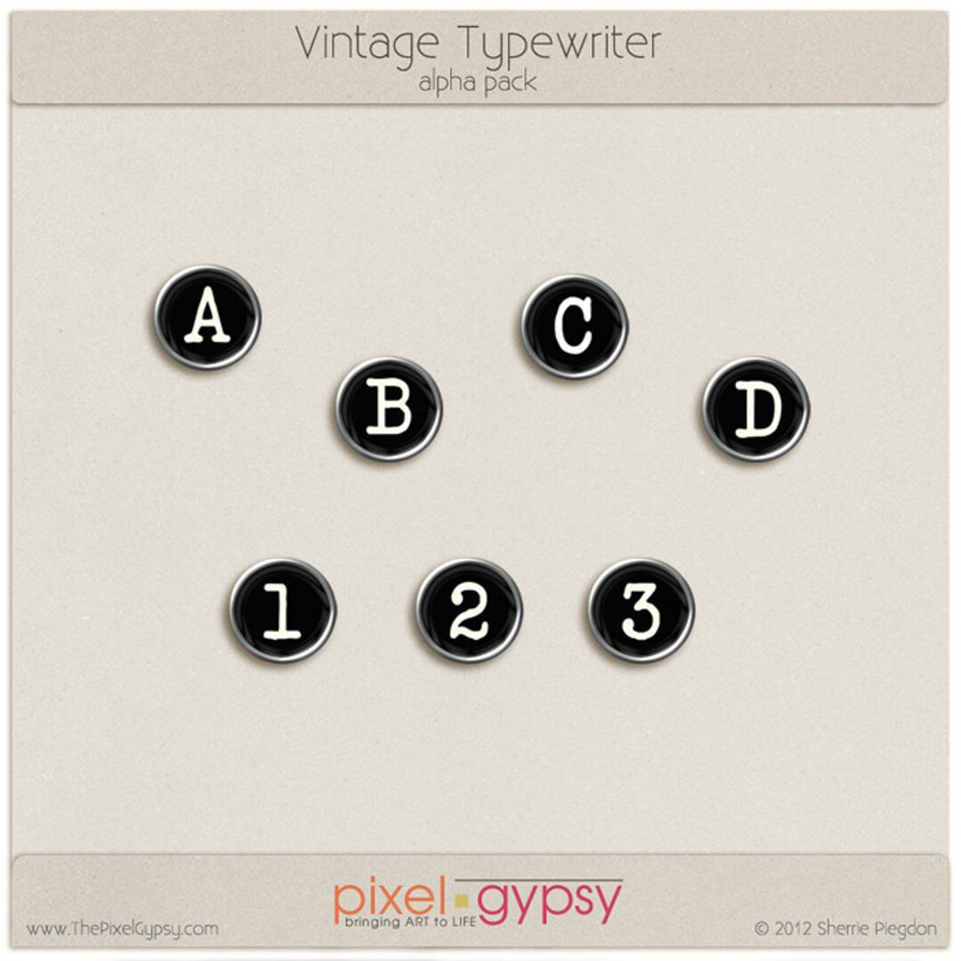 Vintage Typewriter Digital Alpha - Digital Scrapbooking Alpha INSTANT ...