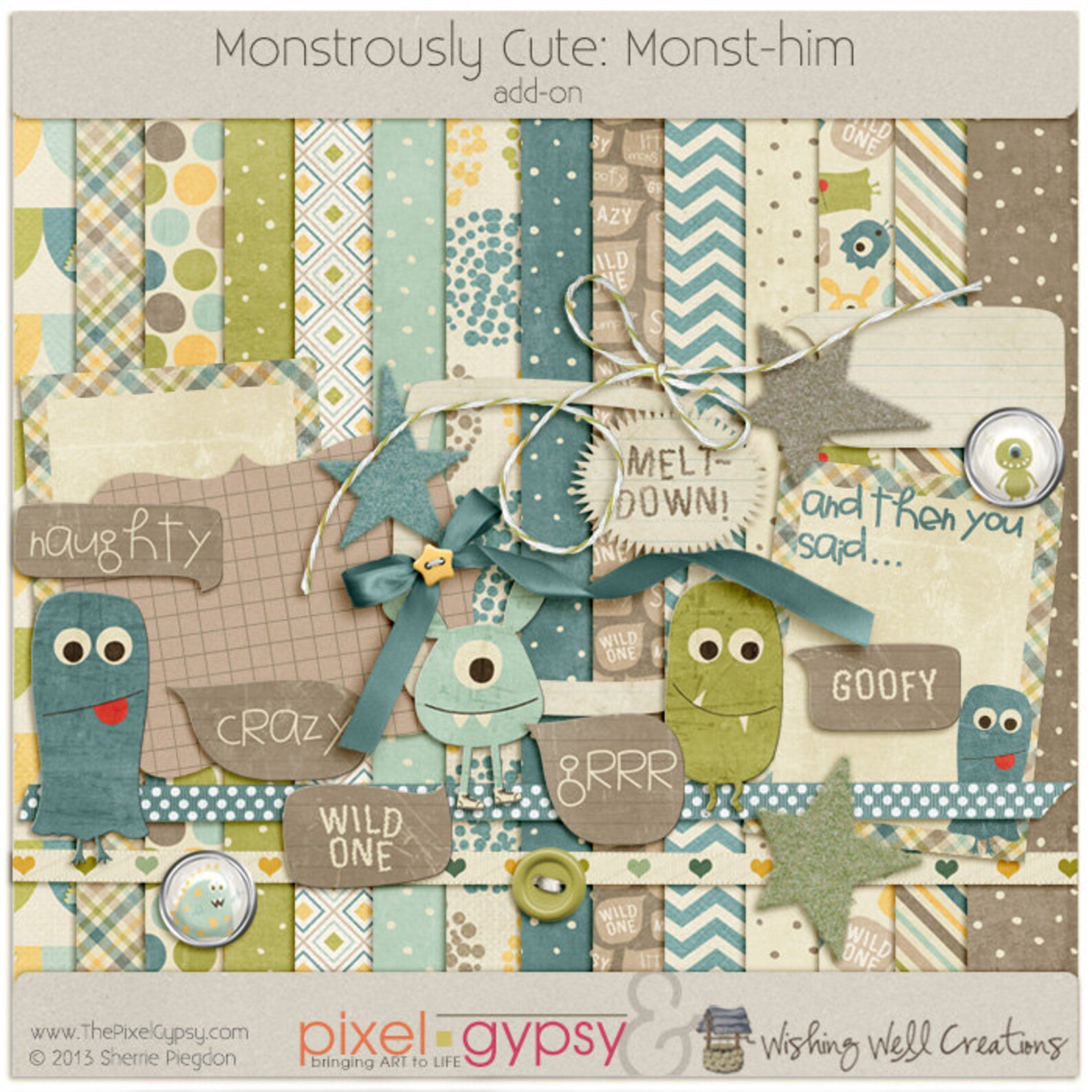 Digital Scrapbooking Kit With Monsters for Boys, Parenting, Everyday ...