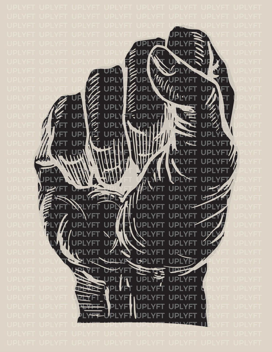 Raised Fist Vector SVG PDF Clip Art. Vintage Illustration Drawing ...