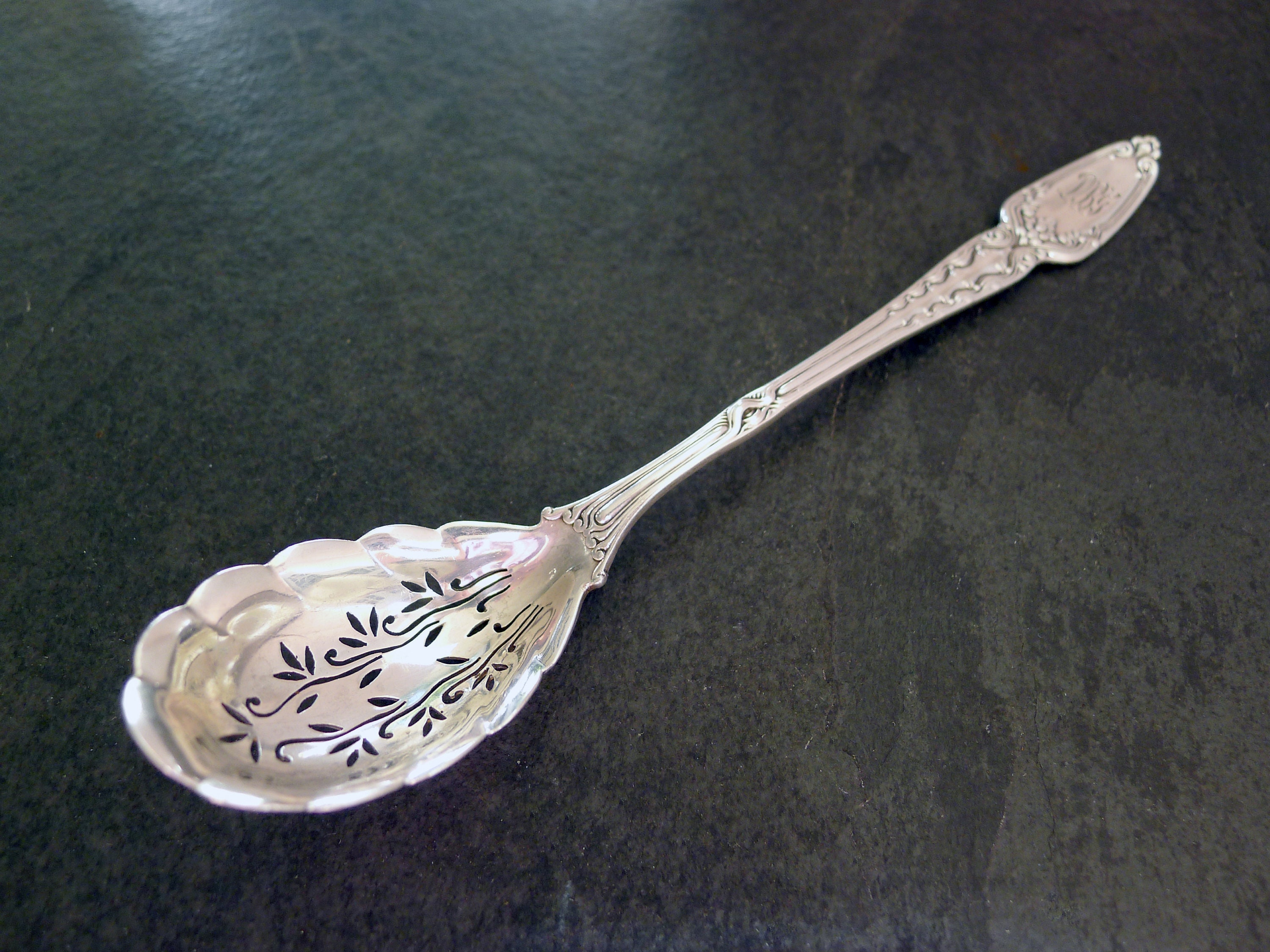 Antique Tiffany & Co. Sterling Original BROOM CORN Pierced Olive Spoon ...