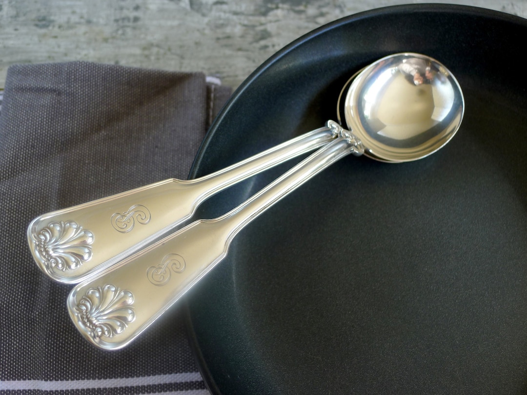 TIFFANY & CO. Sterling Gumbo Spoons Shell and Thread Pattern 1905 ...