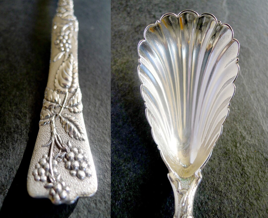 Rare Tiffany & Co. VINE Raspberry 1872 Antique Sterling Preserve Spoon ...