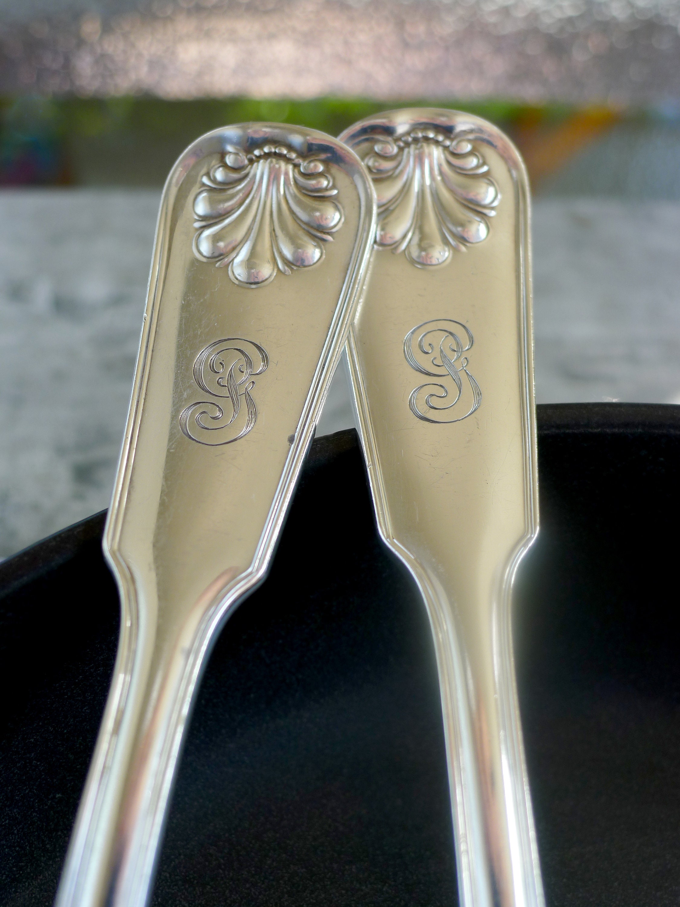 TIFFANY & CO. Sterling Gumbo Spoons Shell and Thread Pattern 1905 ...