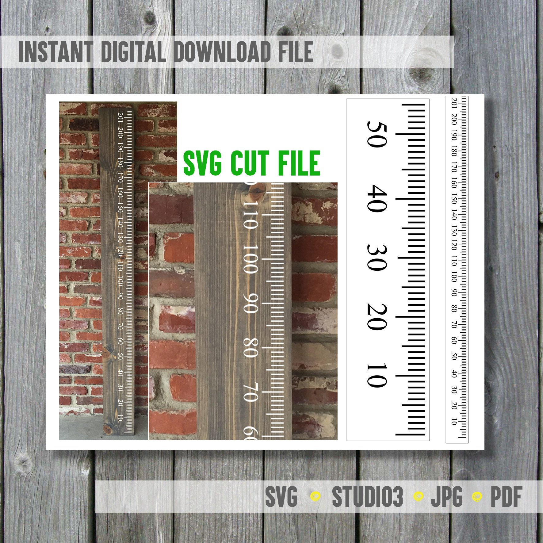 Growth Chart Ruler Stencil File Instant Download SVGJPGPDF Cut File ...