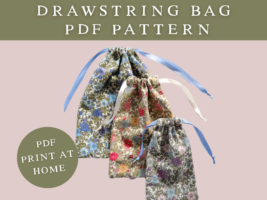 Drawstring Bags PDF Sewing Pattern - 3 Sizes Included (22cm, 26cm, 30cm ...