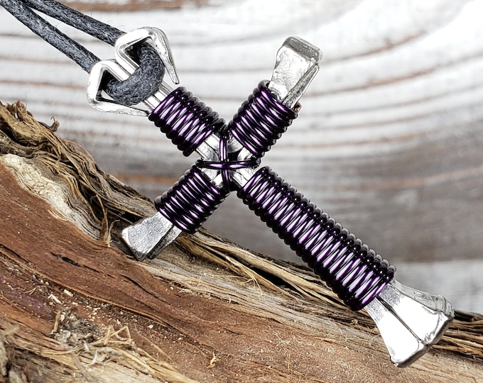 PURPLE Cross Necklace,disciple's Cross,wire Wrapped Cross,crossnecklace ...
