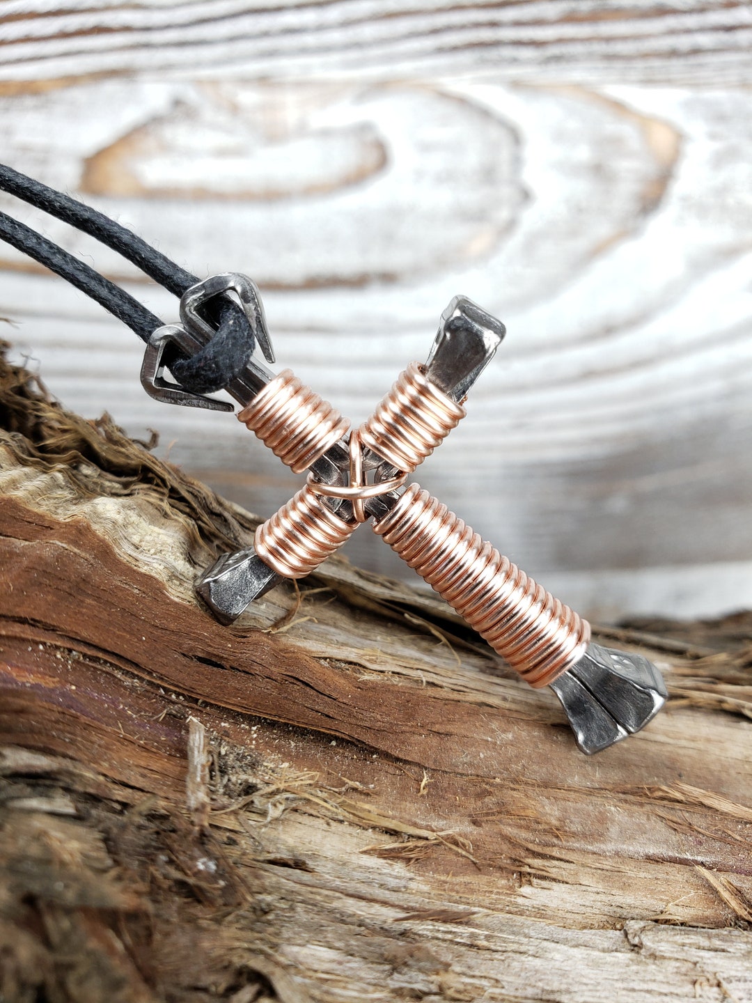 ROSE GOLD Cross Collar, Cruz del discípulo, Cruz envuelta en alambre ...