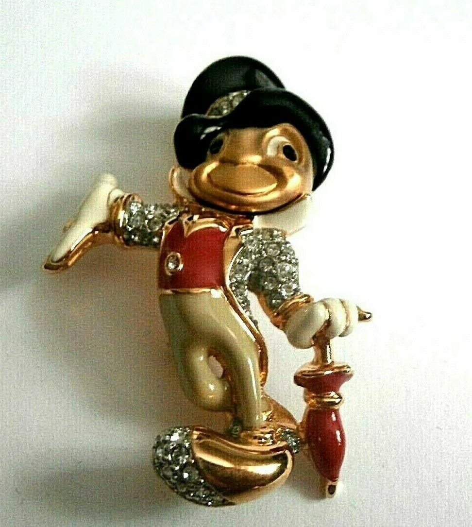 Swarovski Disney Signed Jiminy Cricket Pin Brooch in Box With COA - Etsy
