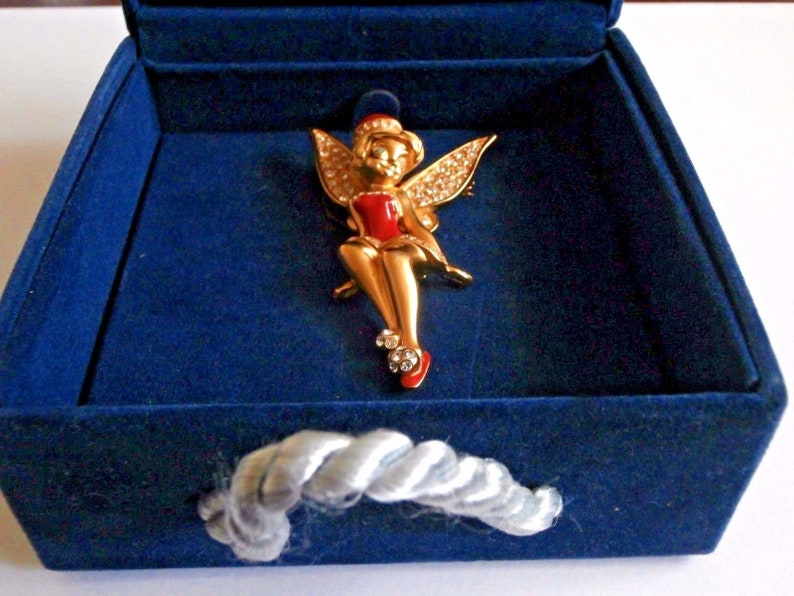 Swarovski Disney Signed Tinkerbell Santa Pin Brooch in Box - Etsy