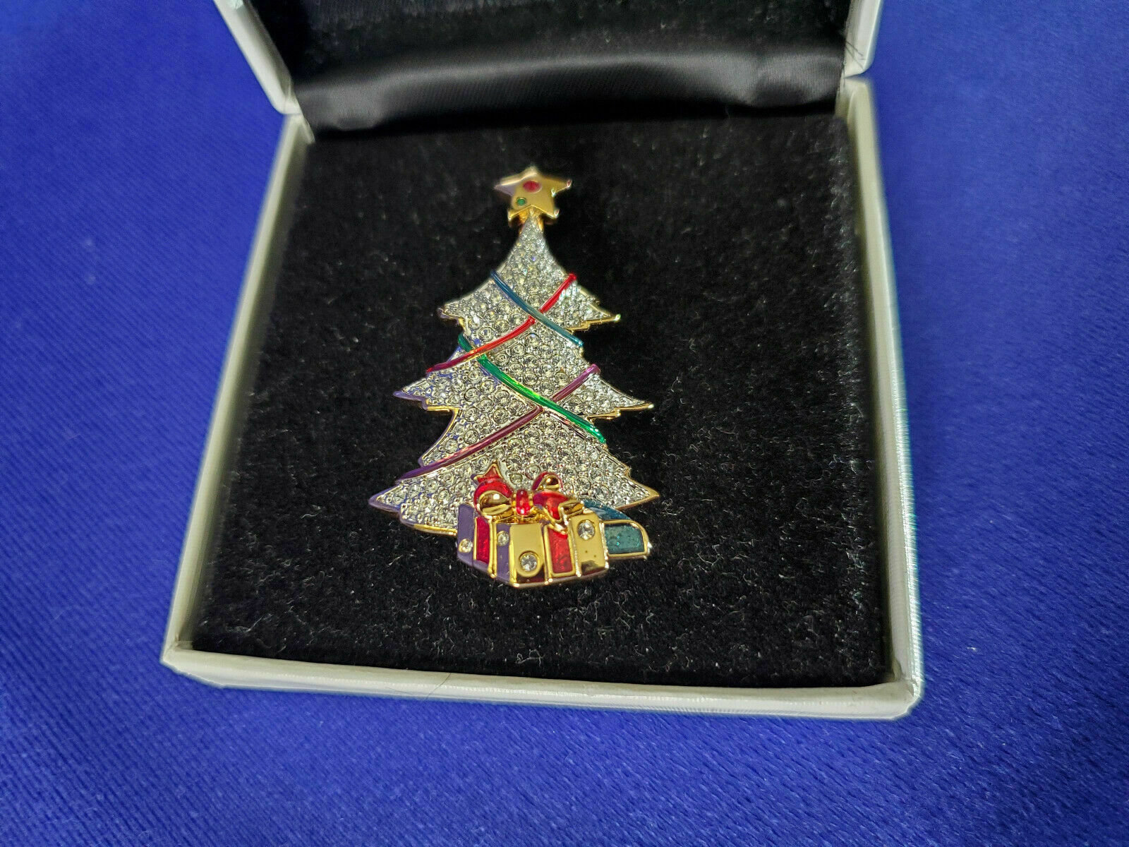 Swarovski Signed Christmas Tree Pin Brooch Set With Clear Crystals and ...