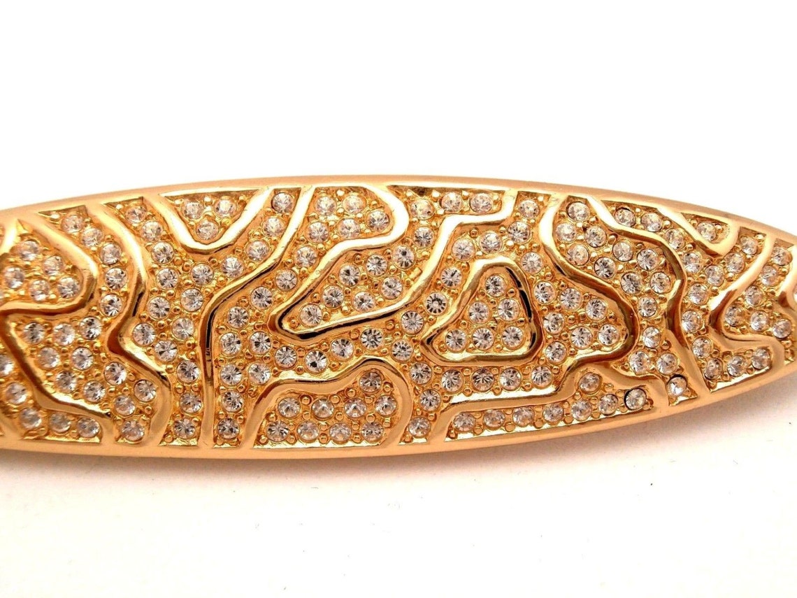 Christian Dior Signed Pin Brooch Gold Plated Set With Clear Crystals - Etsy