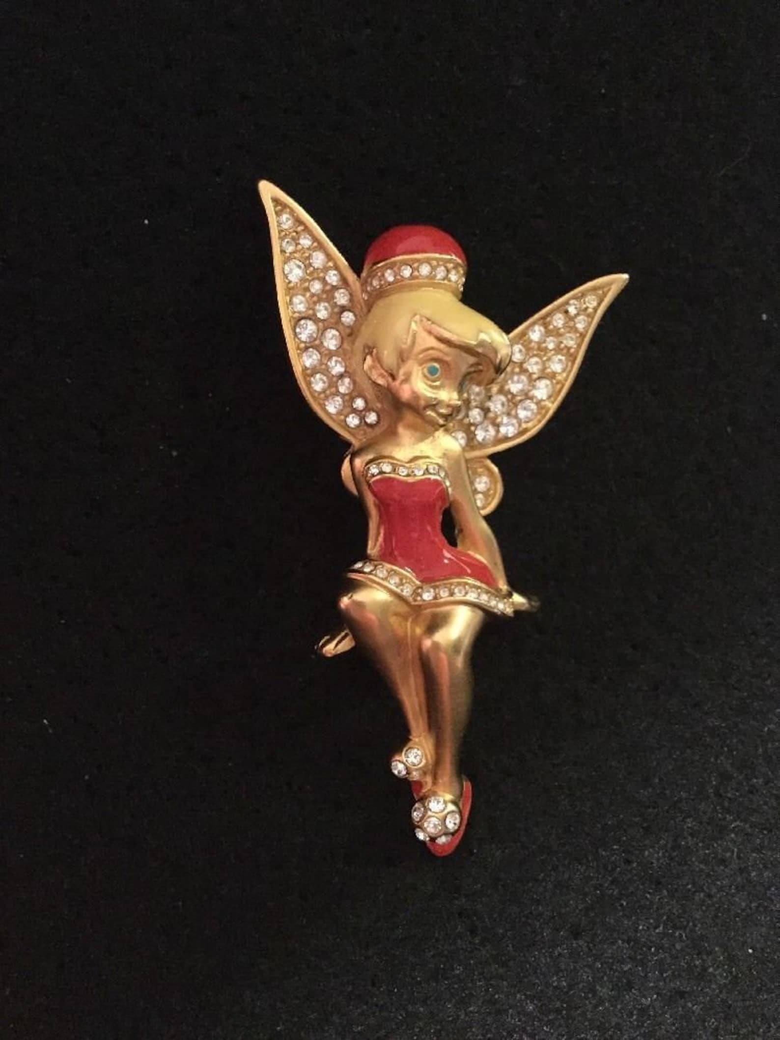 Swarovski Disney Signed Tinkerbell Santa Pin Brooch in Box - Etsy
