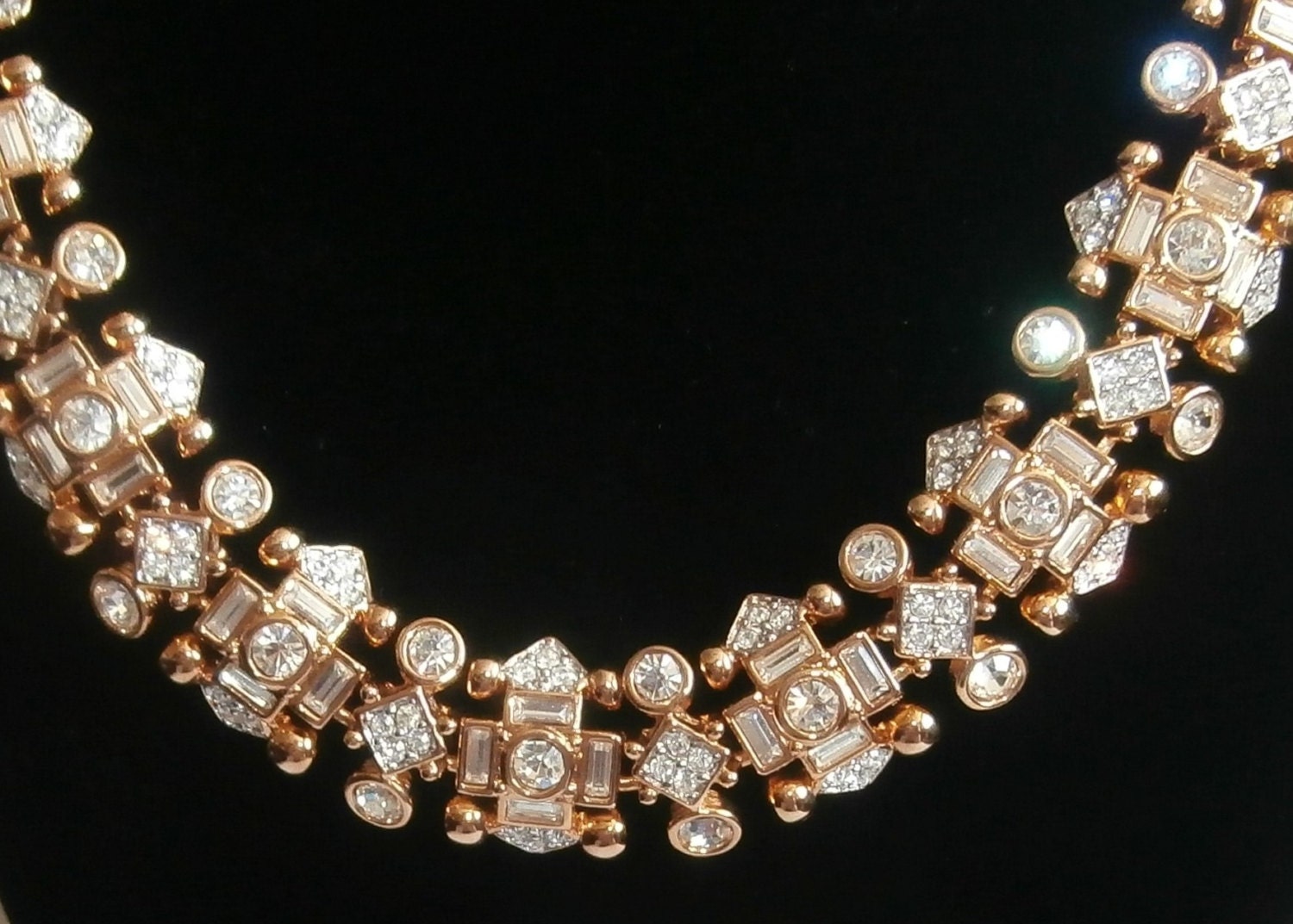 Swarovski Signed Necklace Gold Plated Set With Clear Crystals - Etsy