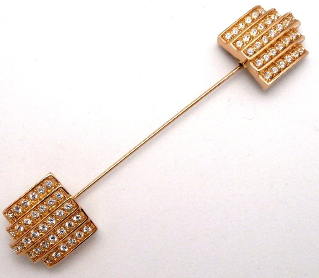 Christian Dior Stick Pin Signed Gold Plated Set With Crystals - Etsy