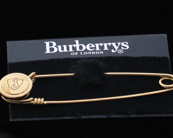Signed Burberrys of London Pin Brooch Gold Plated Kilt Safety Pin ...