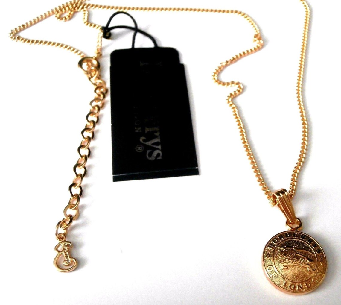 Burberrys of London Signed Gold Plated Necklace With Burberry Symbol ...