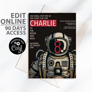 Outer Space Birthday Party Invitation Template, Moon Landing Invite ...