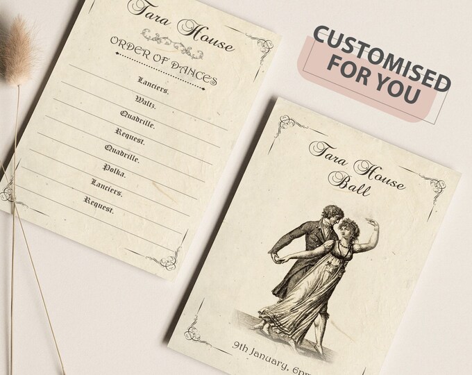 Jane Austen Regency Era Replica Dance Card, Printable Party Decoration ...