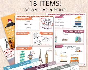 Pretend Play Travel, Printable US Passport for Kids, Boarding Pass ...