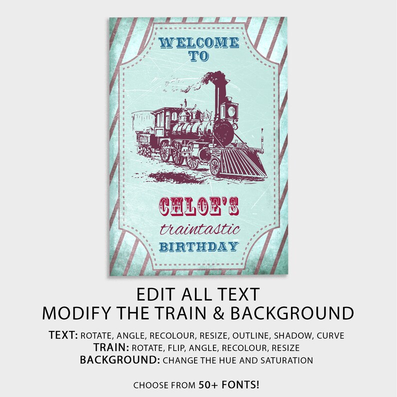 Train Birthday Poster Printable Train Birthday Decoration | Etsy