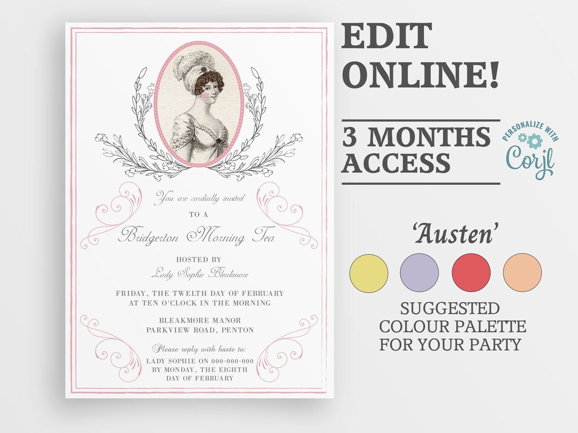 Tea Party Invitation Regency Era Tea Party Bridal Shower - Etsy