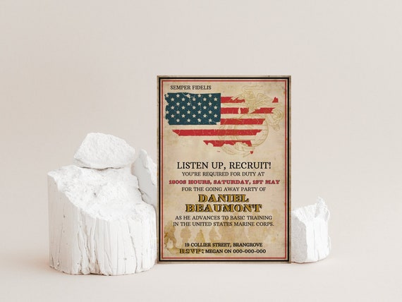 Military Going Away Invitation, Boot Camp Invite, Marine Retirement or ...