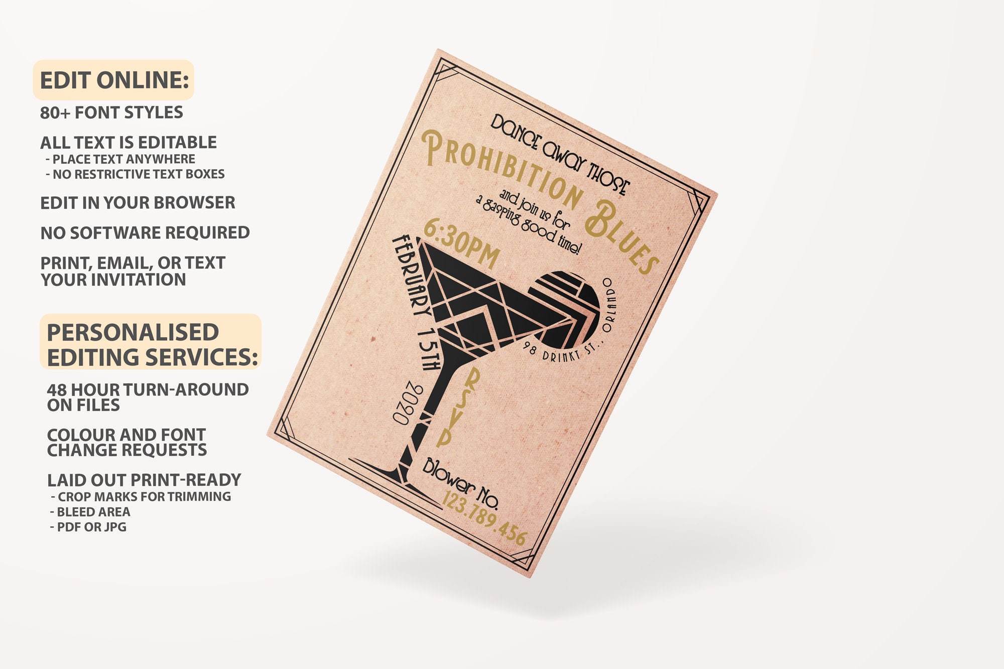 Speakeasy Invitation Printable Roaring 1920s Party Invitation - Etsy