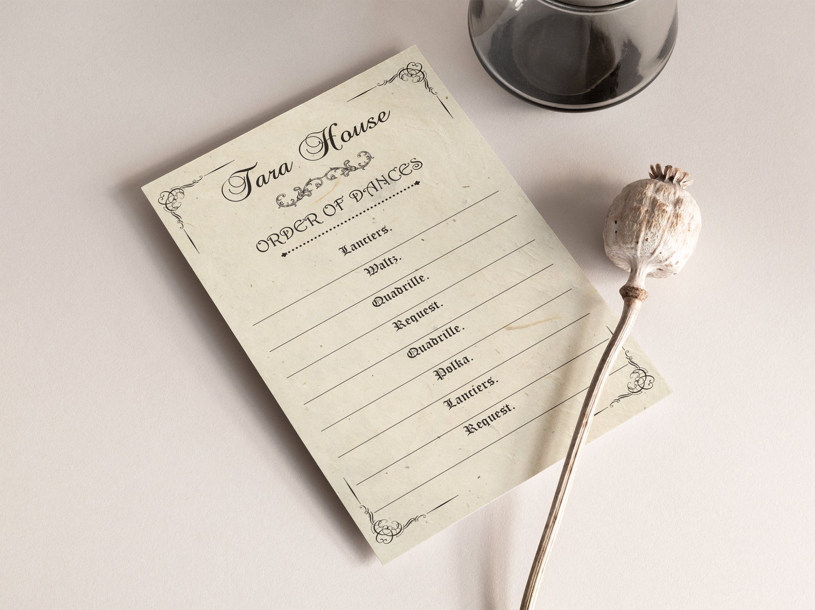 Jane Austen Regency Era Replica Dance Card Printable Party | Etsy