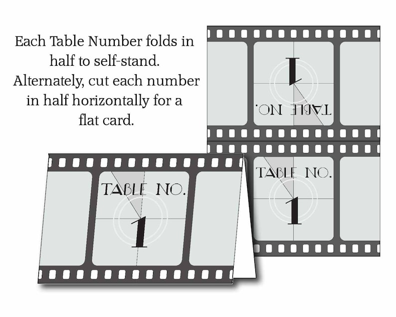 Printable Hollywood Table Numbers 35 Film Reel Party Ideas - Etsy