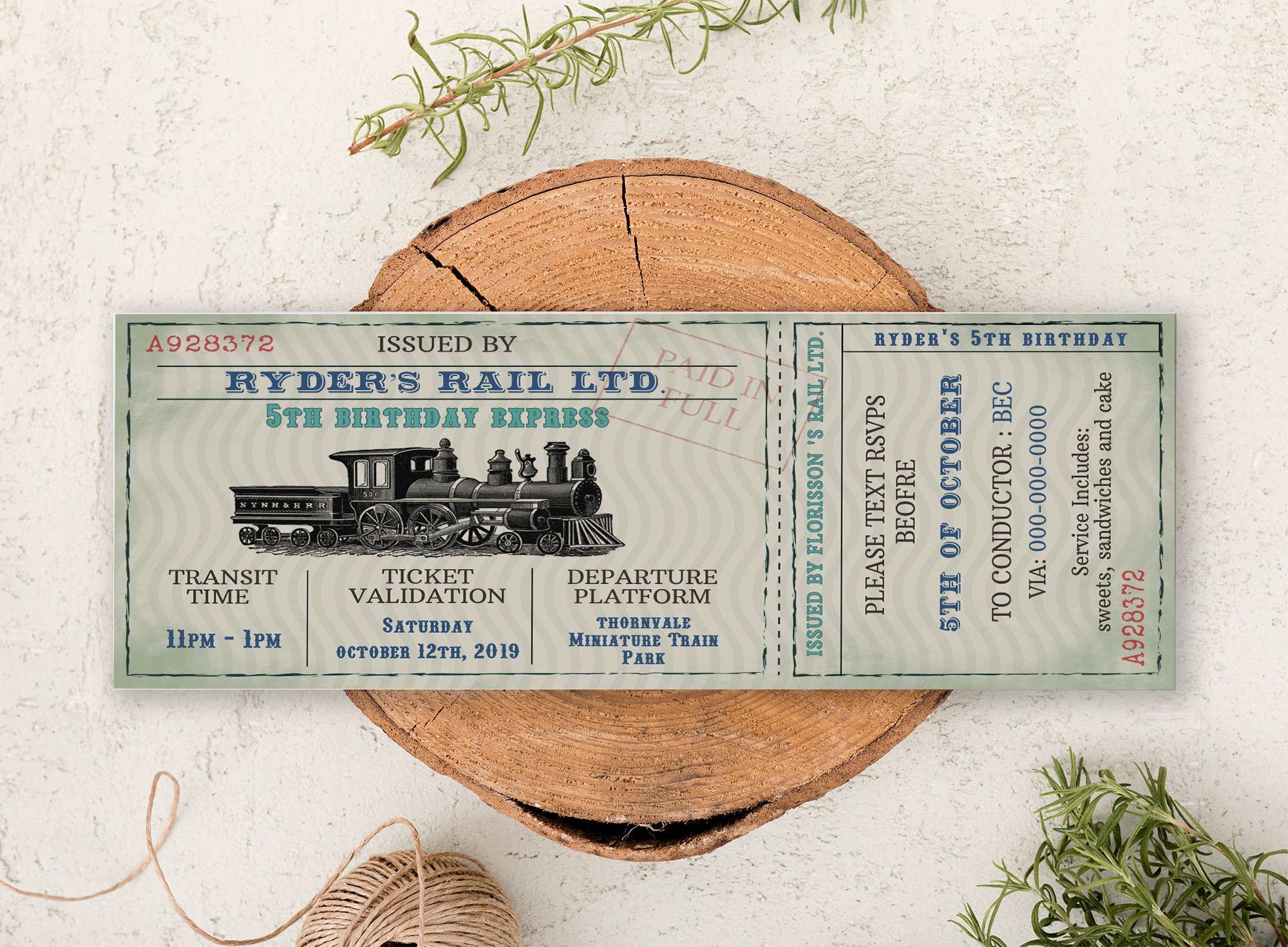 Vintage Train Ticket Clip Art