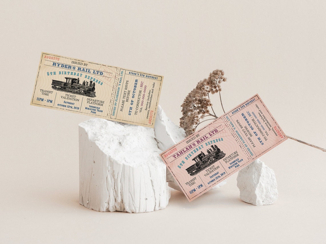 Train Ticket Invitations Train Birthday Invite Printable - Etsy Australia