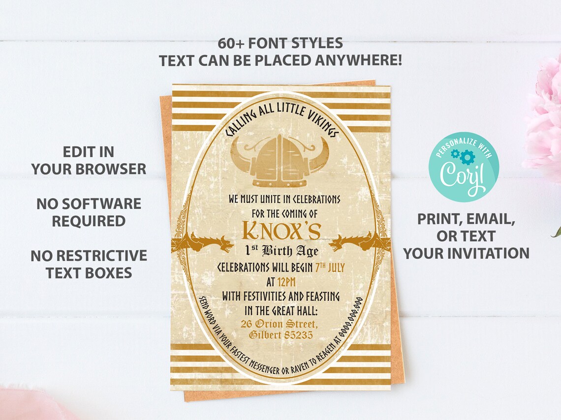 Viking Birthday Invitation Template Editable Party Invite | Etsy