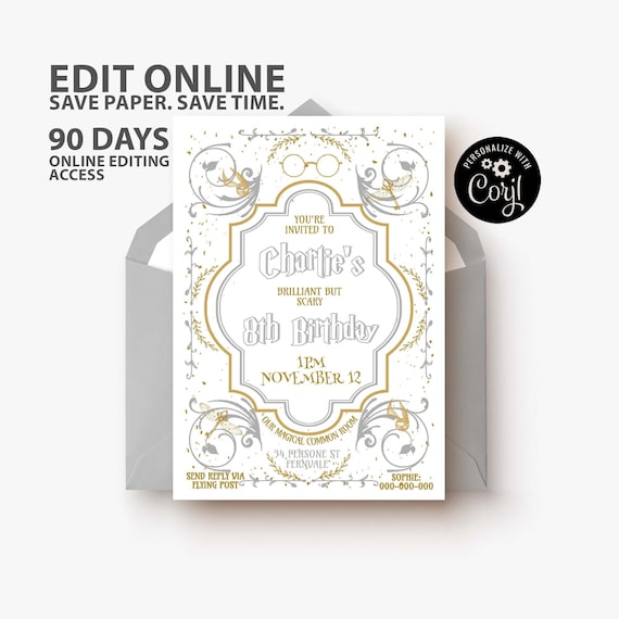 Wizard Invitation Template, Printable Birthday Invitation Card, Magical ...